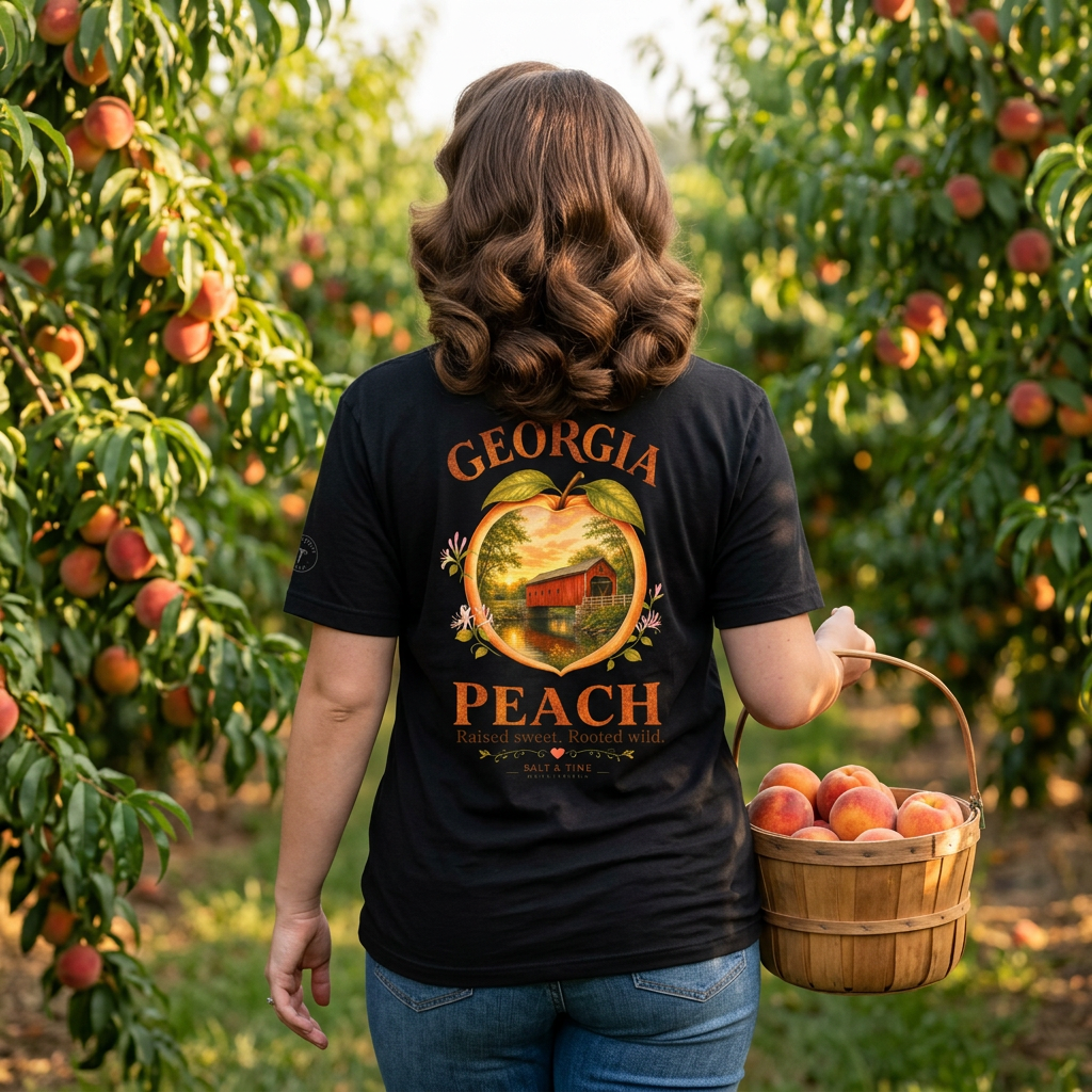 Georgia Peach Historic Bridge Tee — Ladies' Classic Short Sleeve – Salt ...